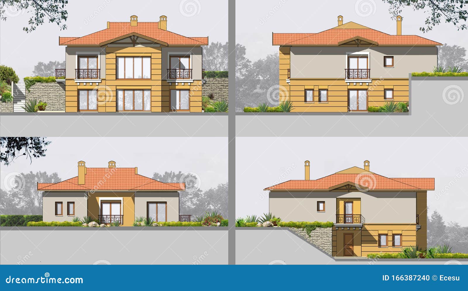 Duplex House Project Presentation Stock Illustration - Illustration of ...