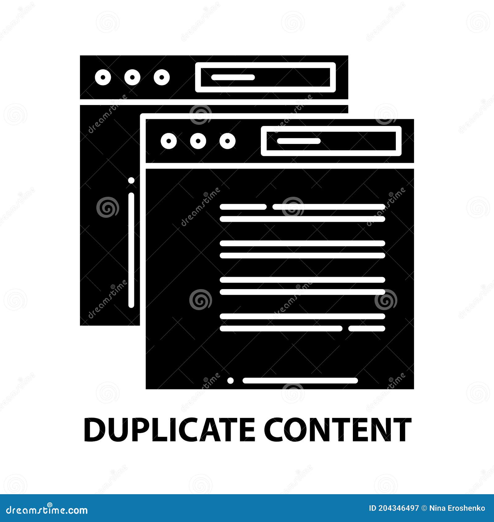 Duplicate Content Icon, Black Vector Sign with Editable Strokes ...
