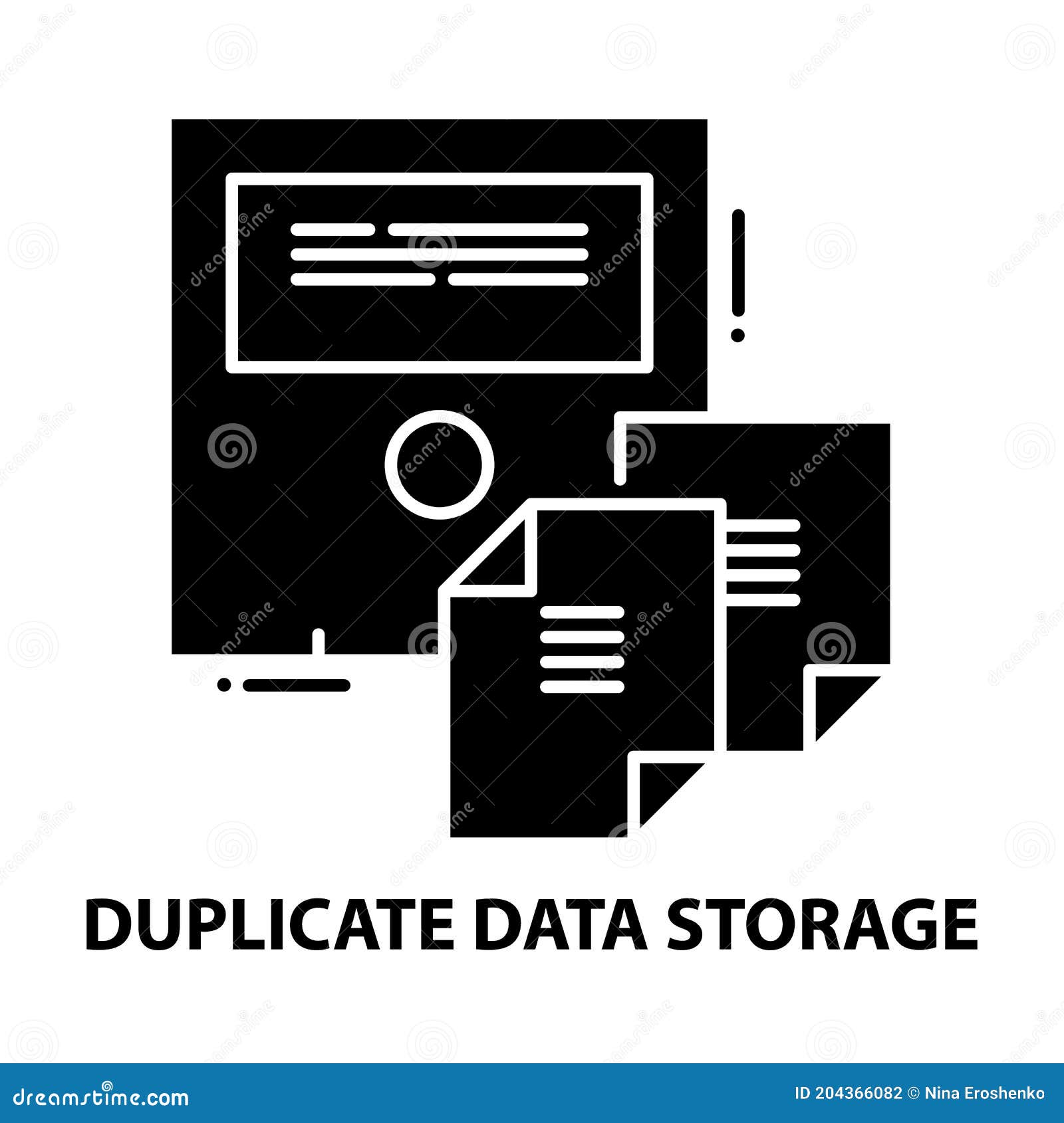 Duplicate Data Storage Icon, Black Vector Sign with Editable Strokes ...
