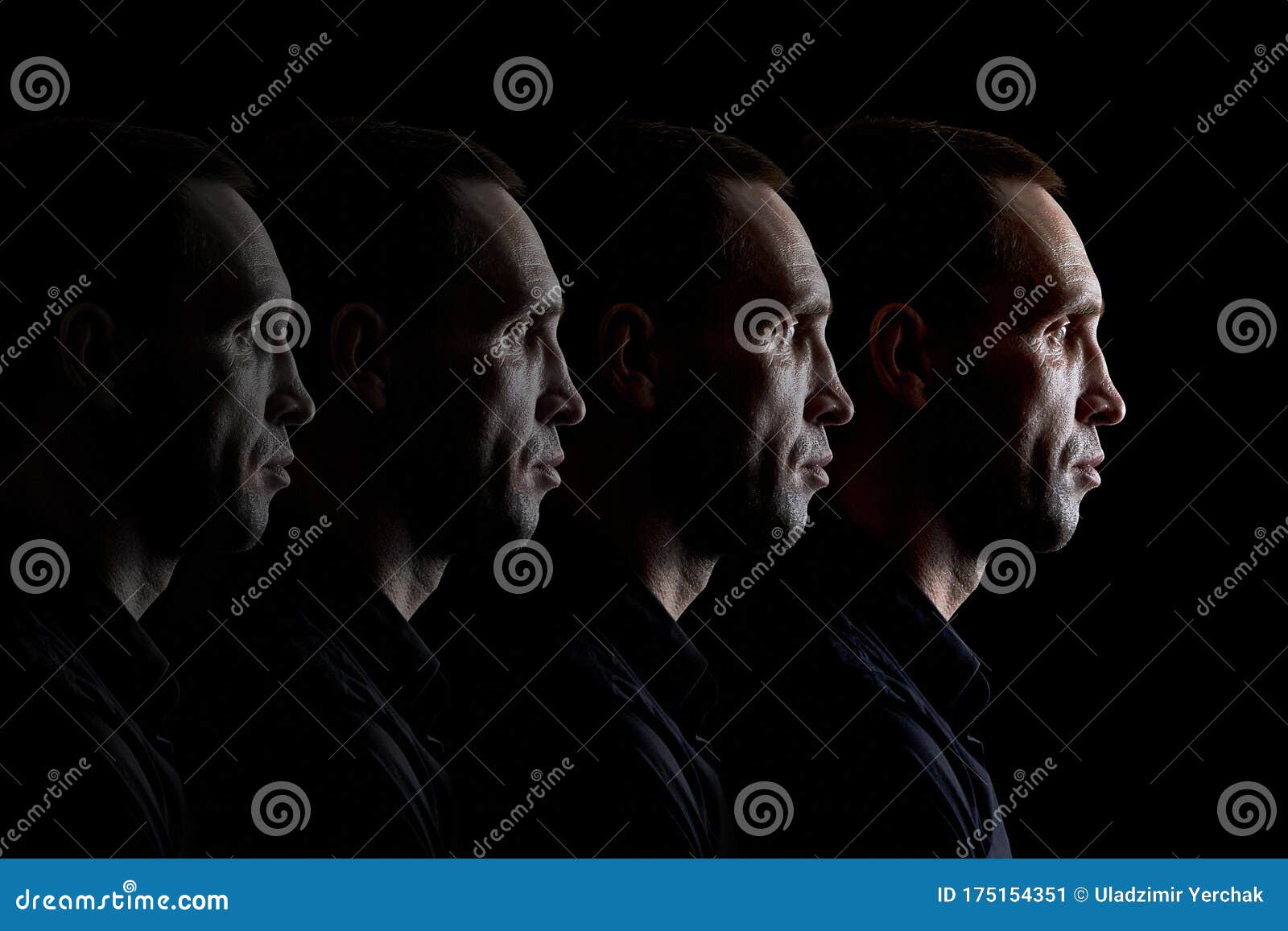 Duplicate Portrait of a Brutal Person the Concept of a Repeating Face ...