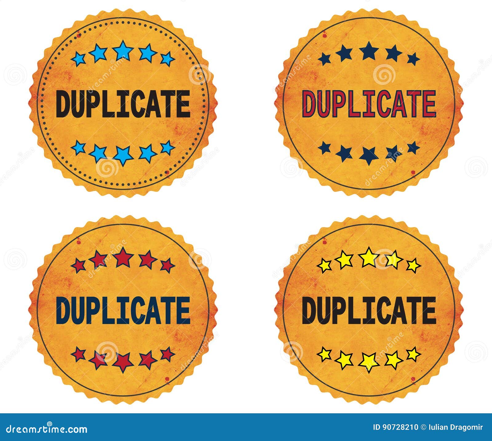 DUPLICATE Text, on Round Wavy Border Vintage, Stamp Badge. Stock ...