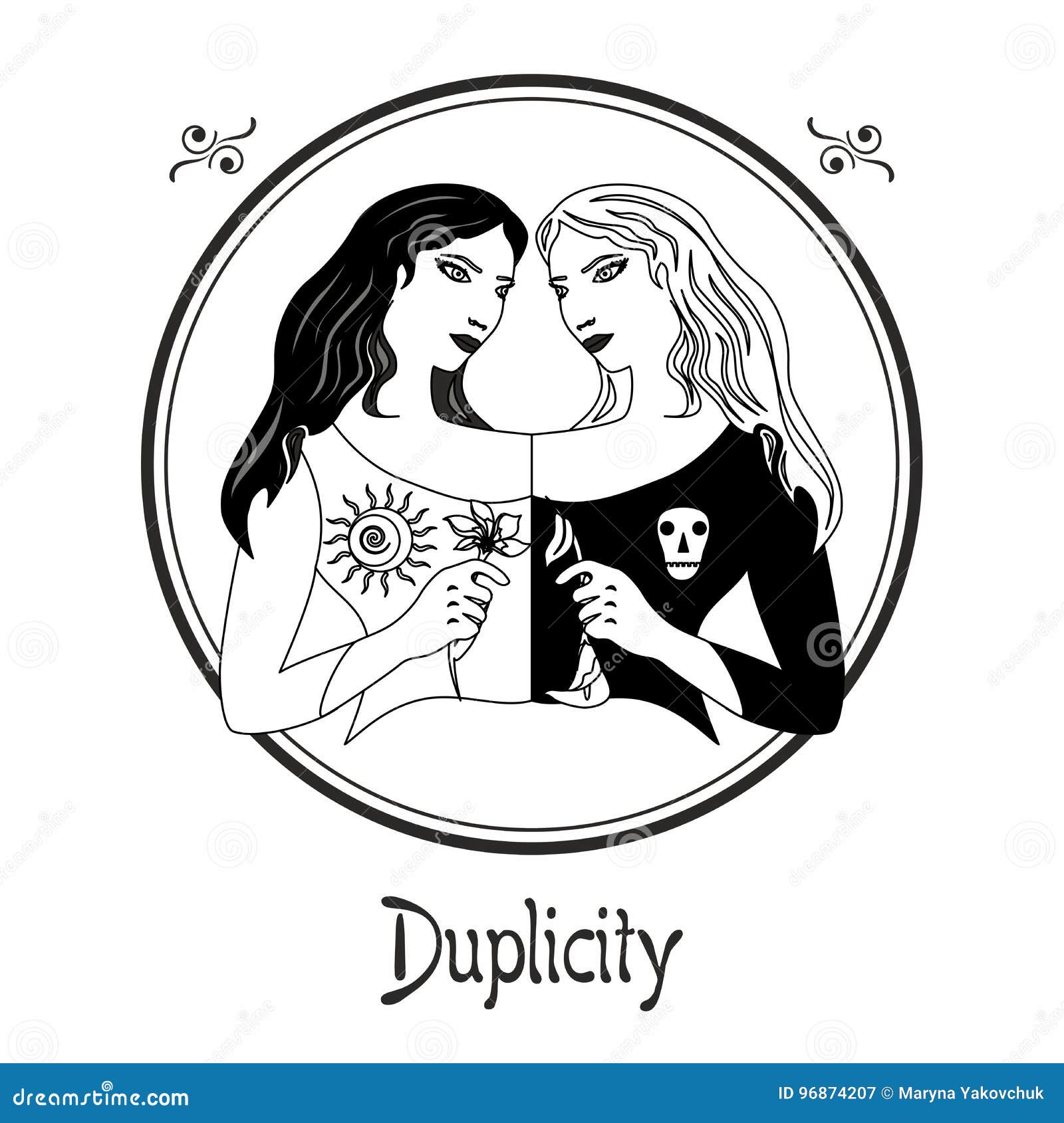 The duplicity sin stock vector. Illustration of concept - 96874207
