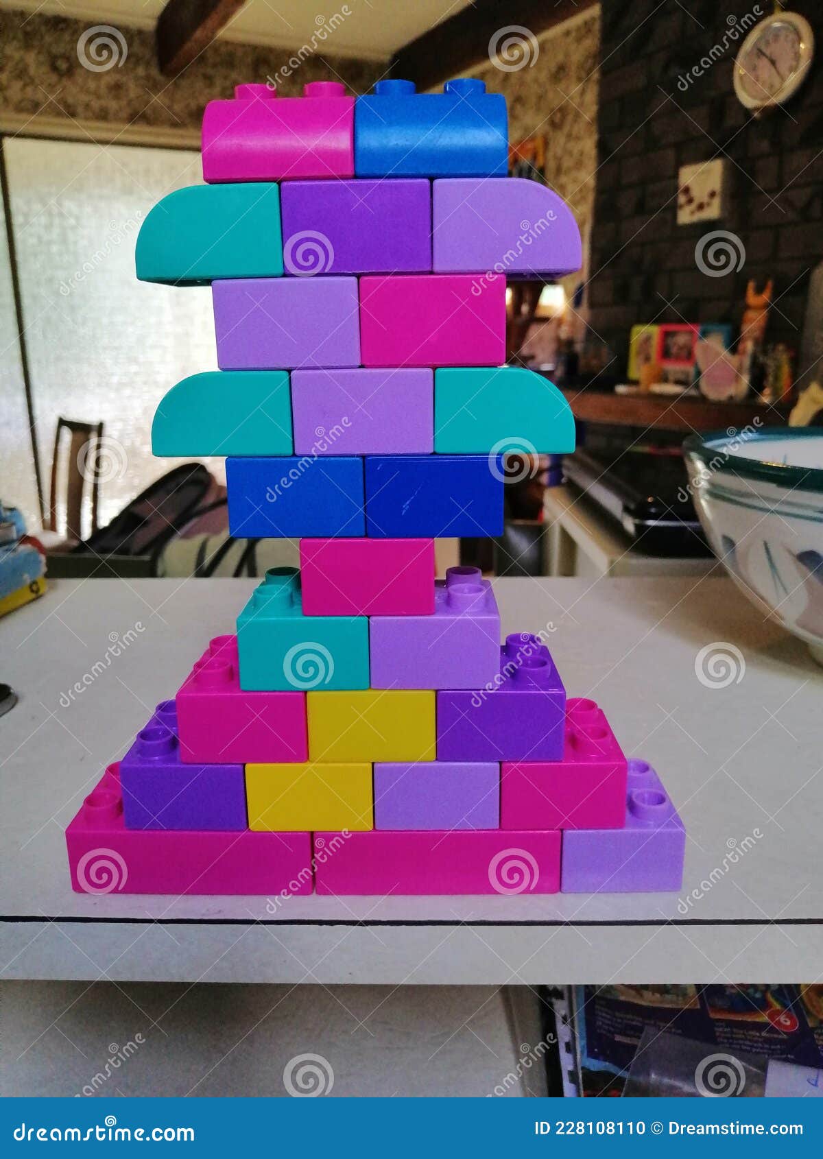 Duplo Blocks Made into Tower Stock Photo - Image of blocks, bychild ...