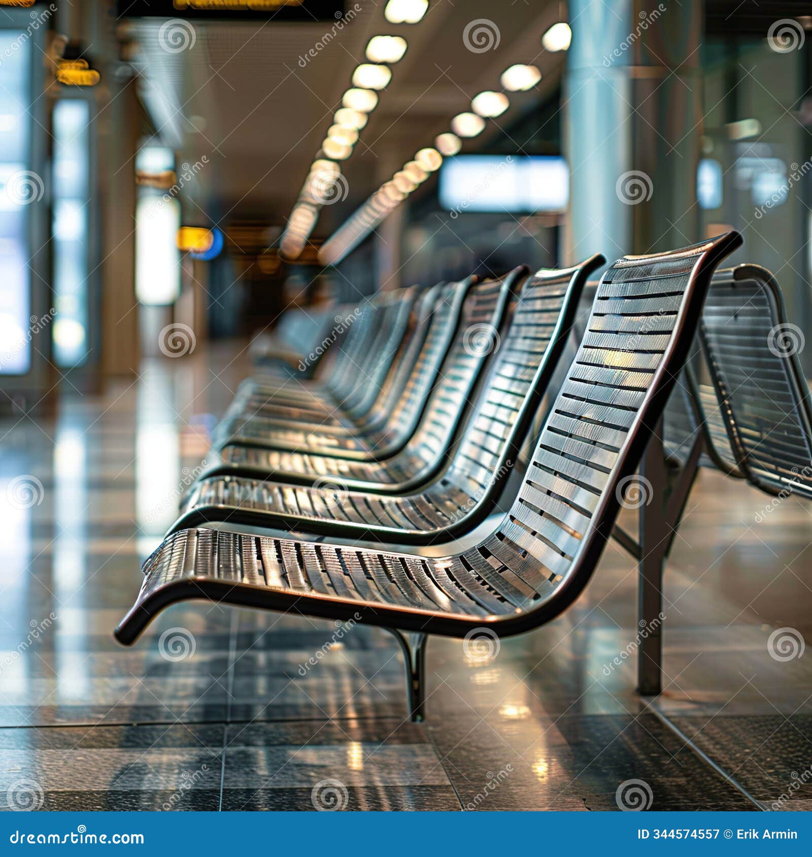 Durable Metal Chairs in the Waiting Room of a Train Station with ...