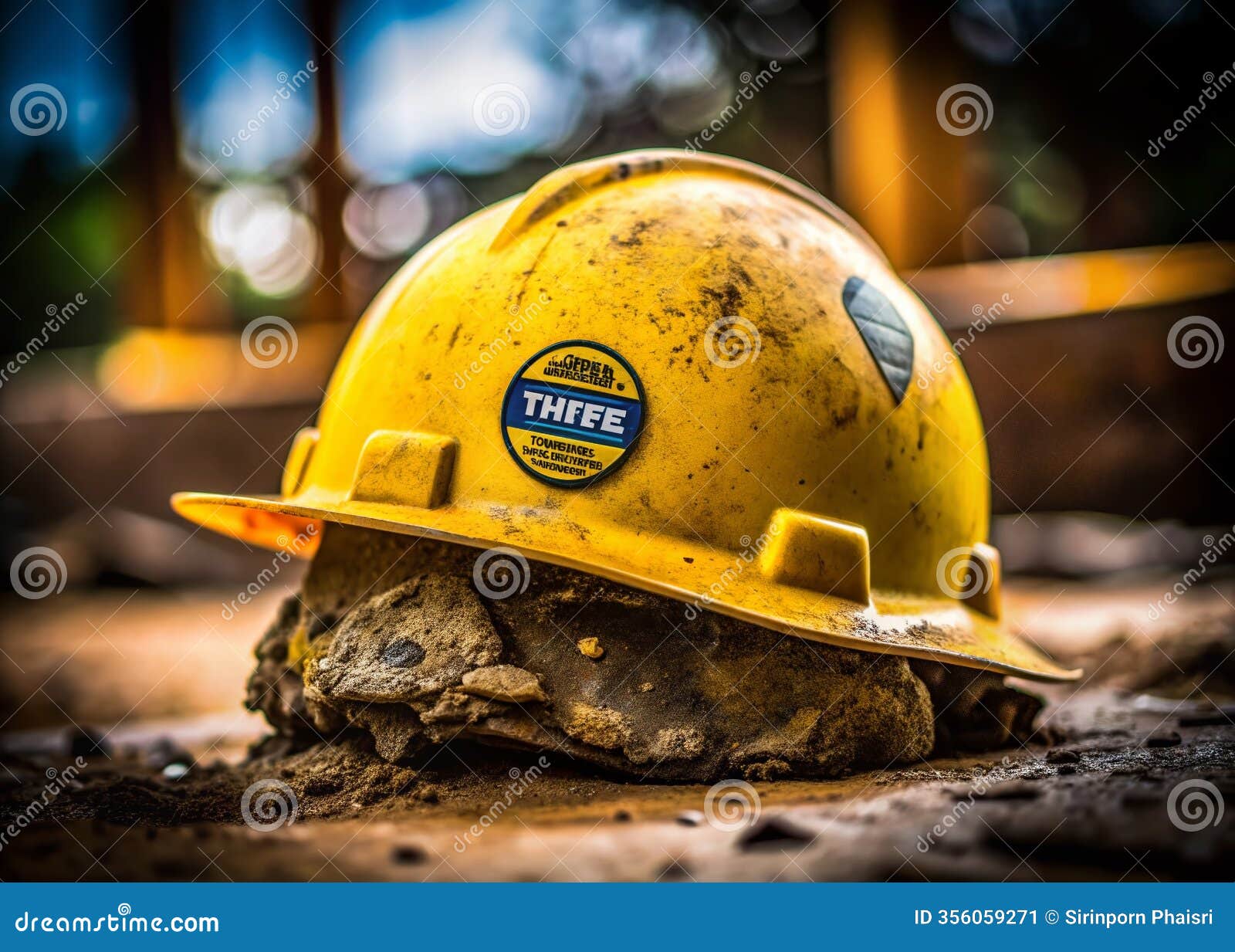 Durable Muddy Yellow Construction Hard Hat with Think Safe Sticker ...