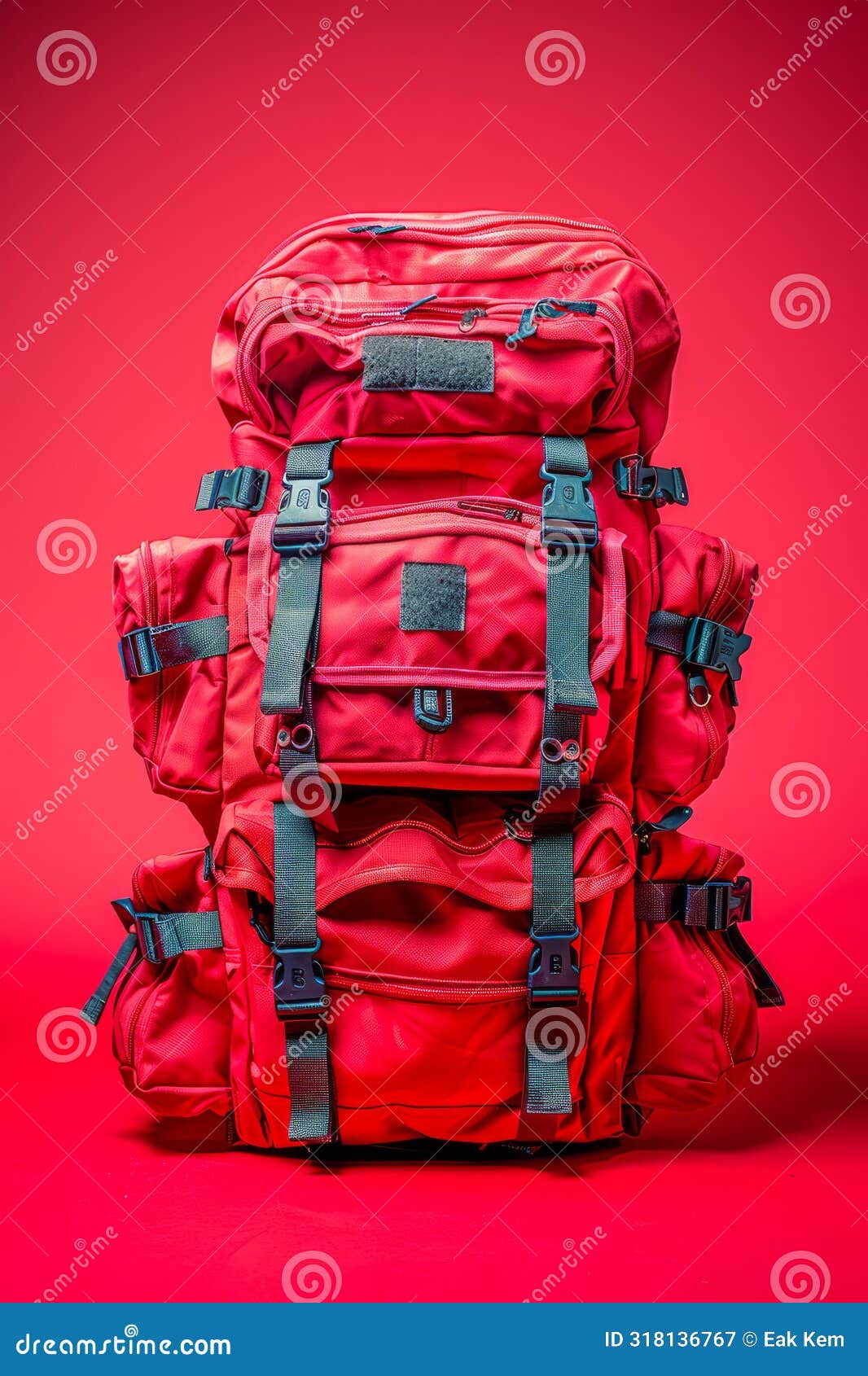 Durable Red Outdoor Hiking Backpack with Multiple Compartments on ...
