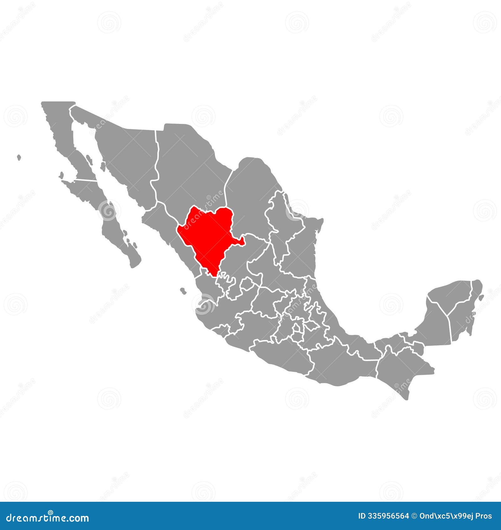 Durango Outline Map Mexico State Vector Illustration | CartoonDealer ...