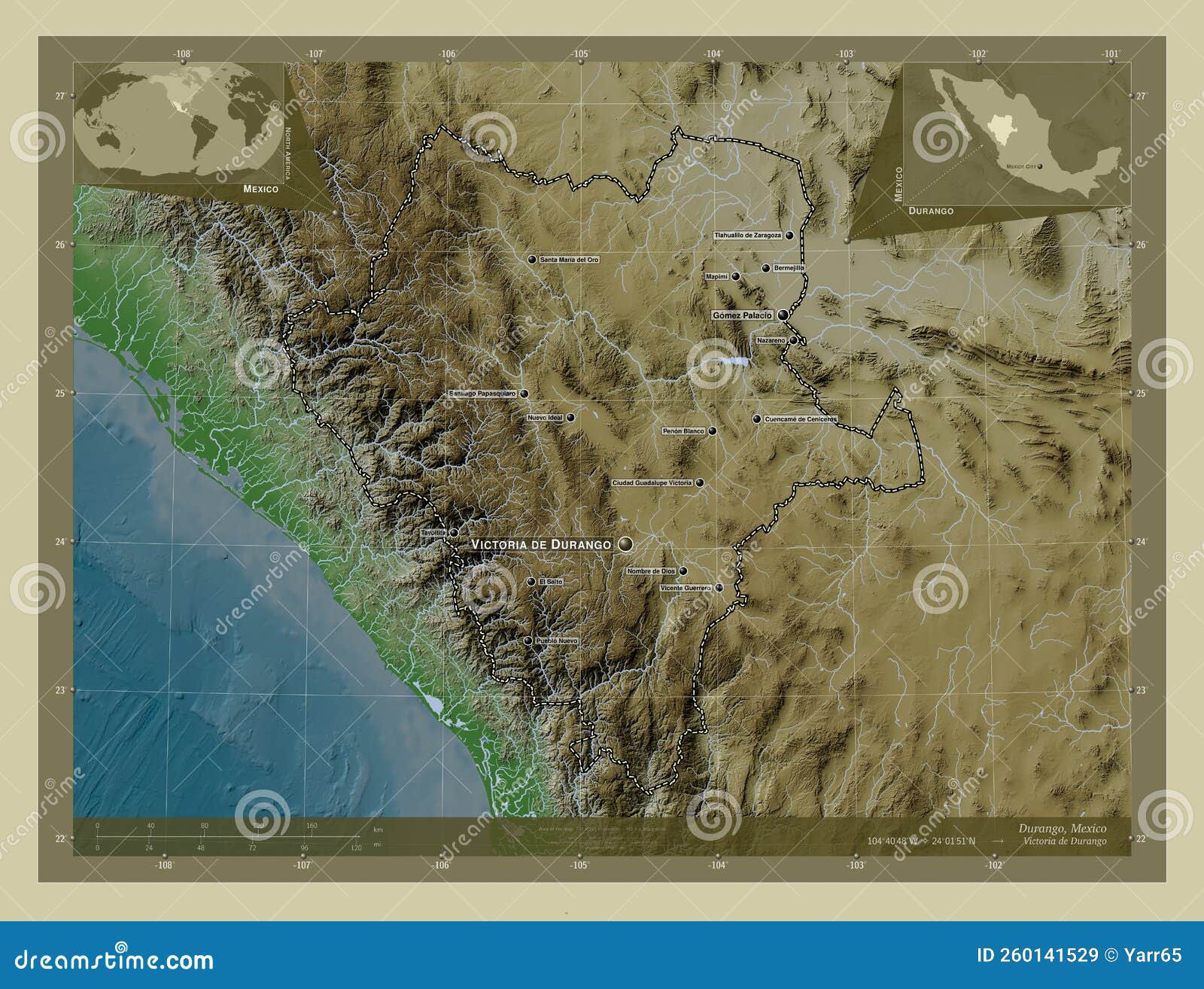Durango, Mexico. Wiki. Labelled Points of Cities Stock Illustration ...
