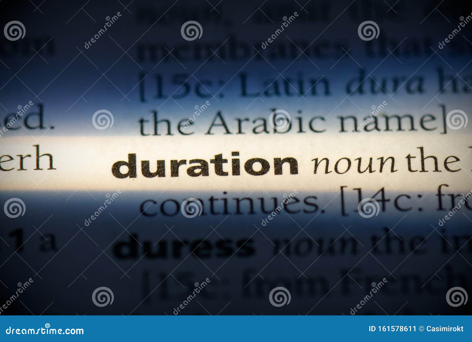 Duration stock image. Image of close, language, etymology - 161578611