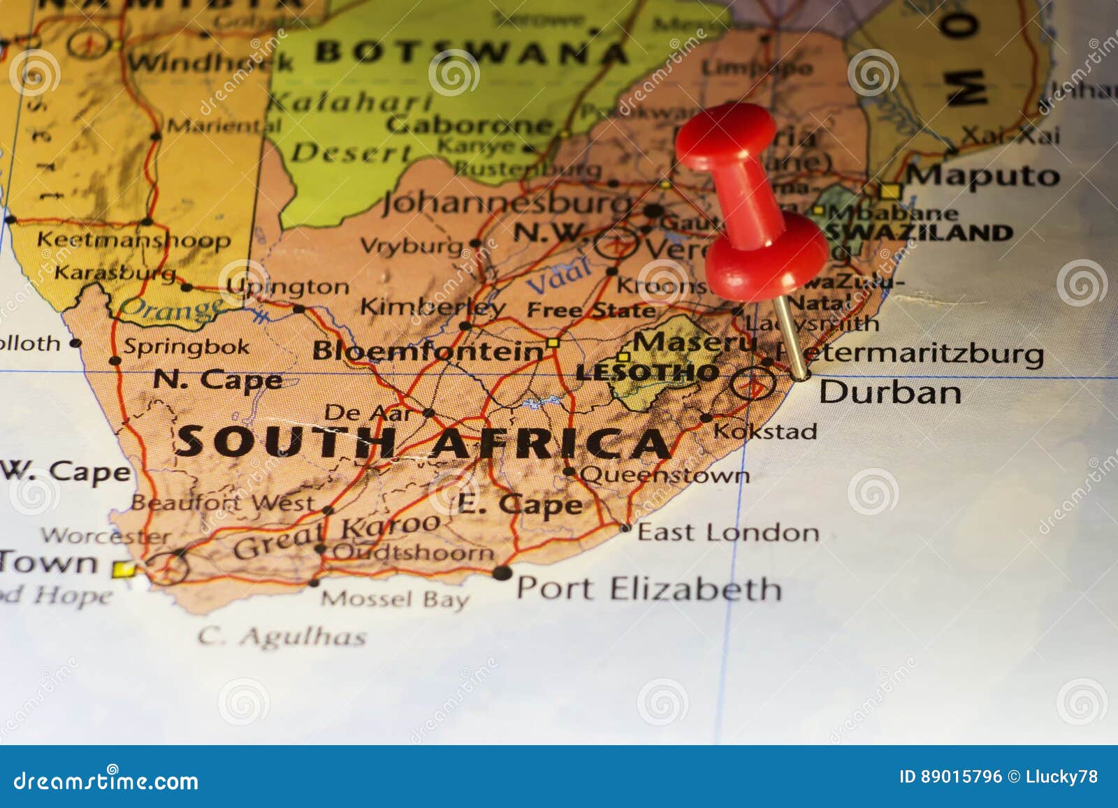 Durban Destination Pinned Map Stock Photo - Image of travel, pushpin ...