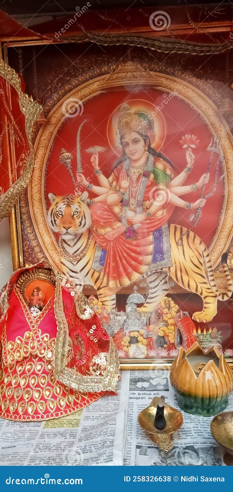 Durga Devi Puja Pandal With Idol Of Goddess Durga During Hindu Festival ...