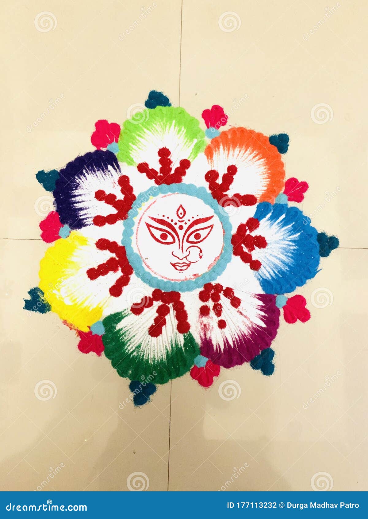 Durga Devi rangoli stock photo. Image of rangoli, devi - 177113232