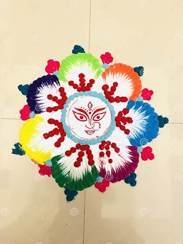 Durga Devi rangoli stock photo. Image of rangoli, devi - 177113232