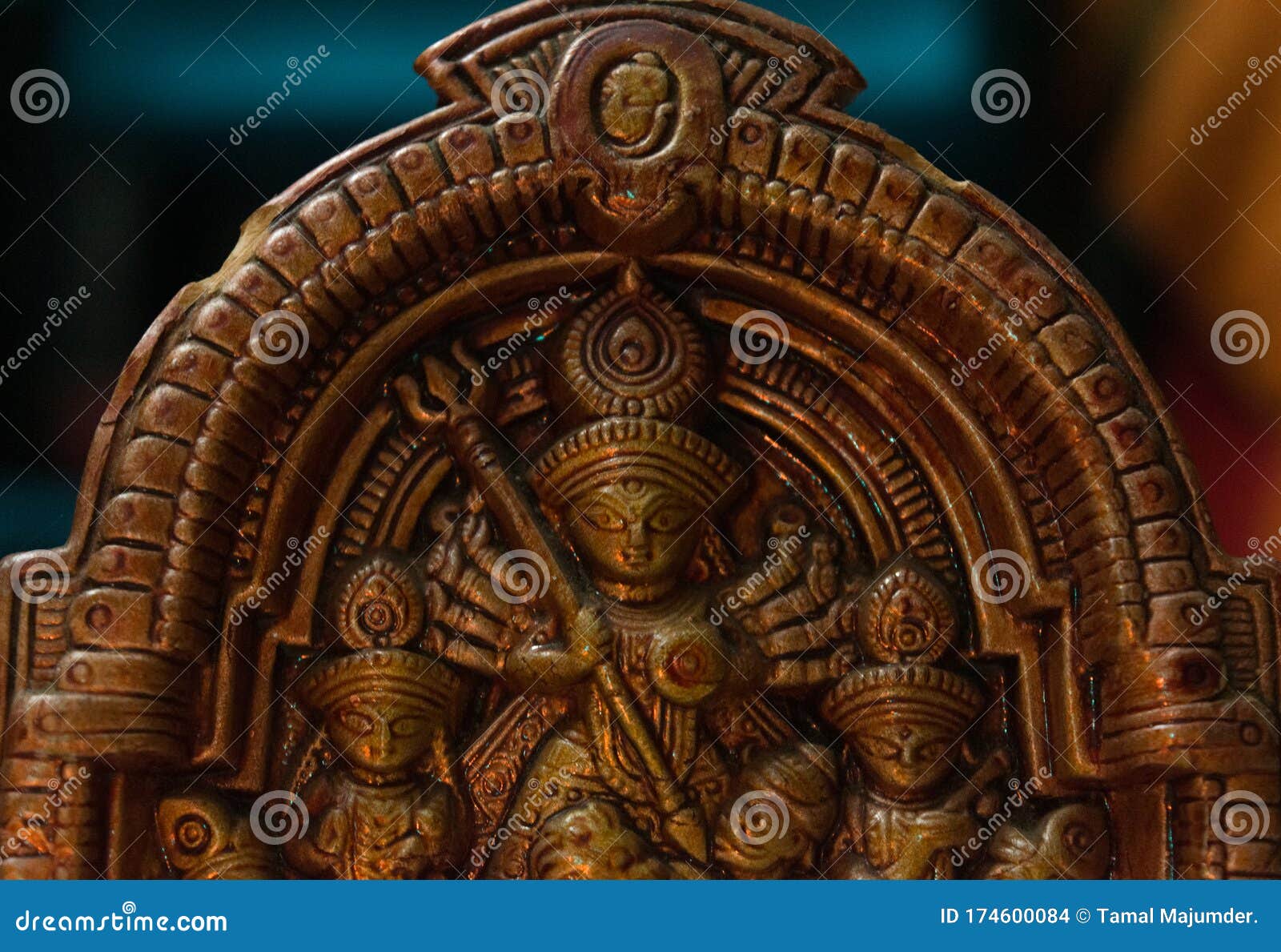 Durga Devi Statue Closeup Shot. Stock Photo - Image of temple, iron ...