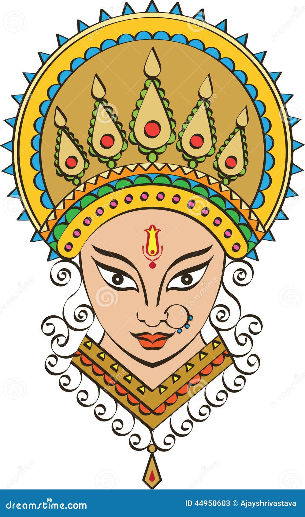 Durga Goddess of Power stock vector. Illustration of bengal - 44950603