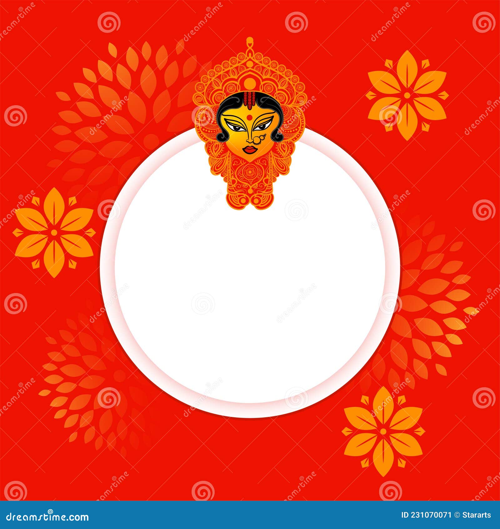 Durga Pooja Celebration Flat Design Concept With Traditional Kalash ...