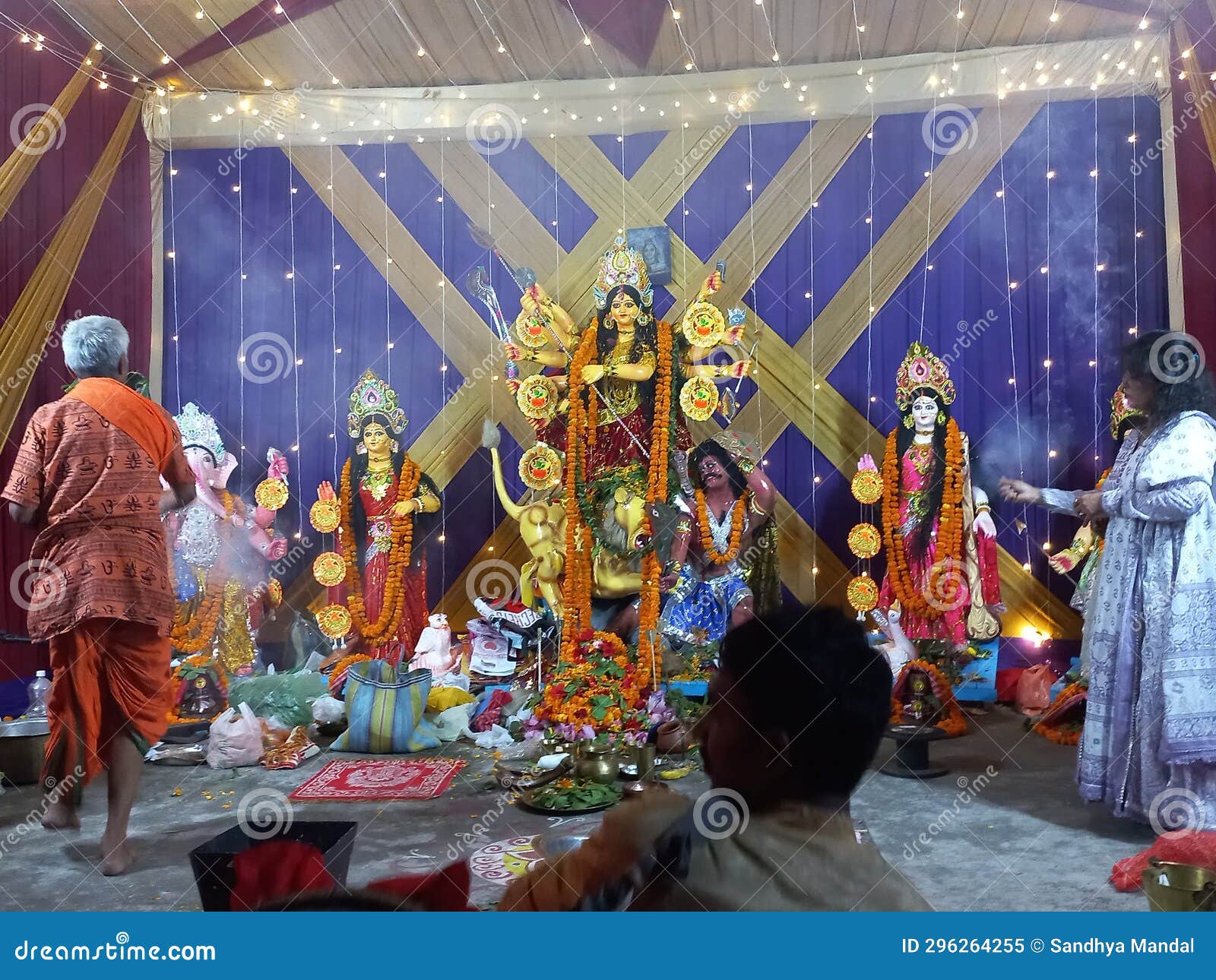 Durga Pooja in Progress Inside a Pandel Editorial Image - Image of ...