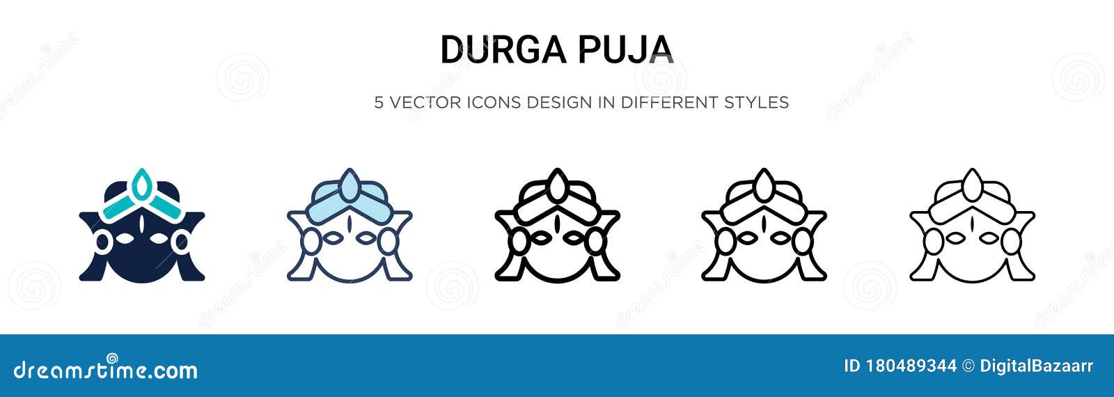 Durga Puja Icon in Filled, Thin Line, Outline and Stroke Style. Vector ...