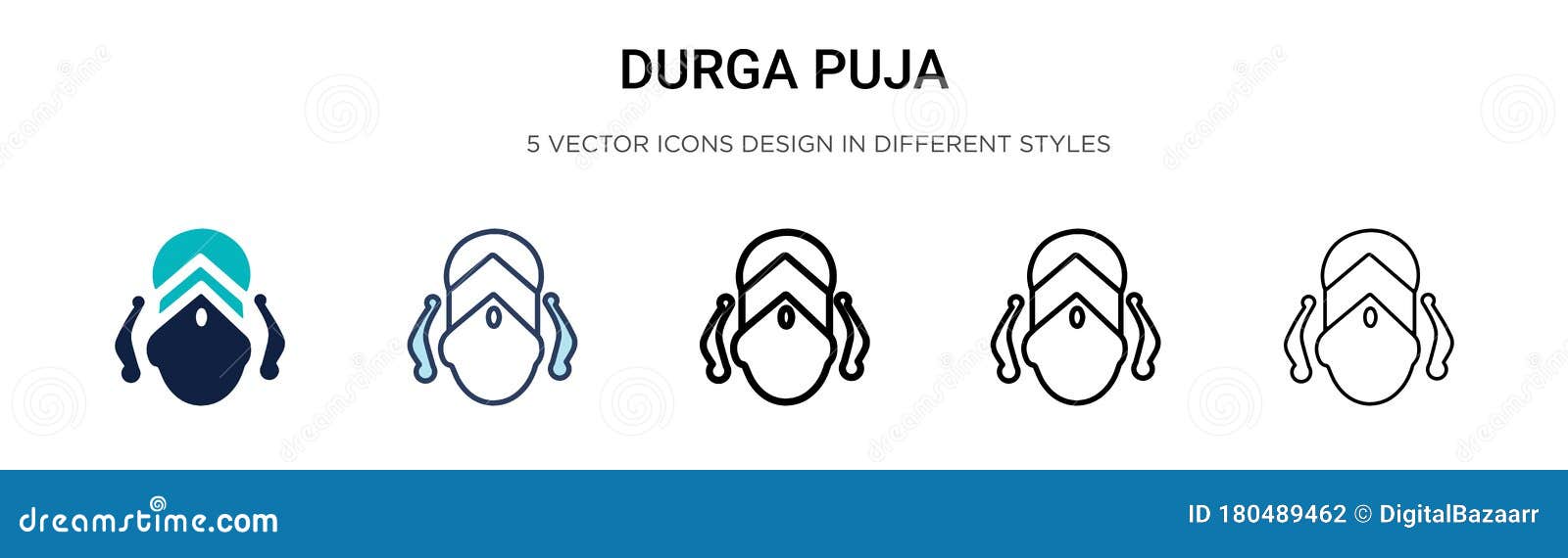 Durga Puja Icon in Filled, Thin Line, Outline and Stroke Style. Vector ...