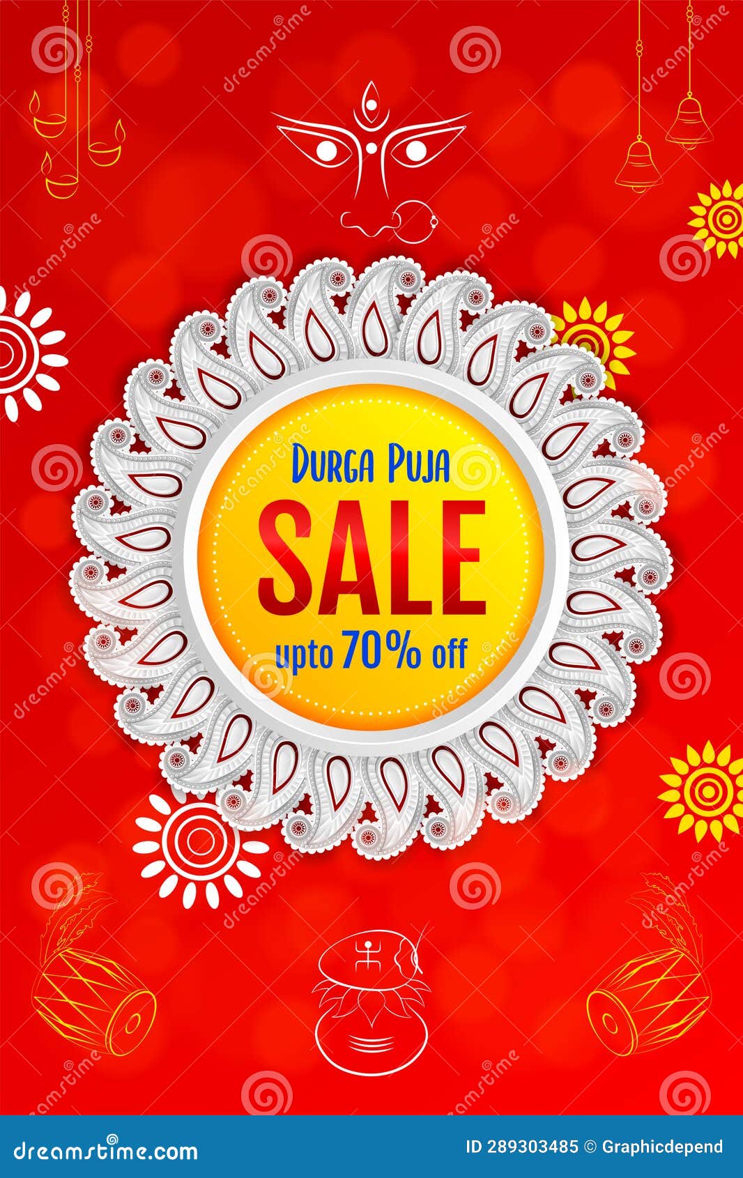 Durga Puja Offer Sale Banner Background Design Creative Durga Puja Sale ...