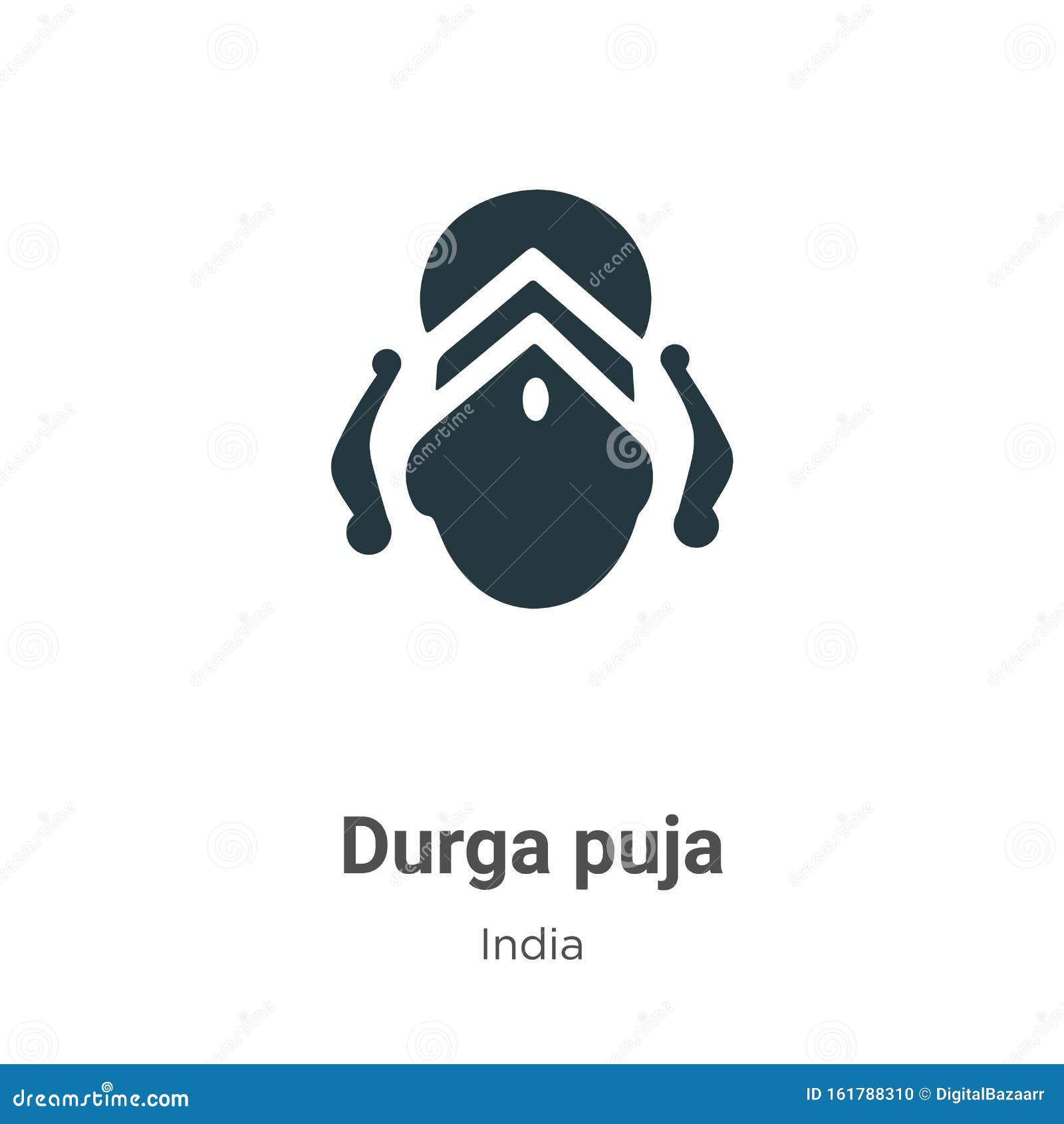 Durga Puja Vector Icon on White Background. Flat Vector Durga Puja Icon ...