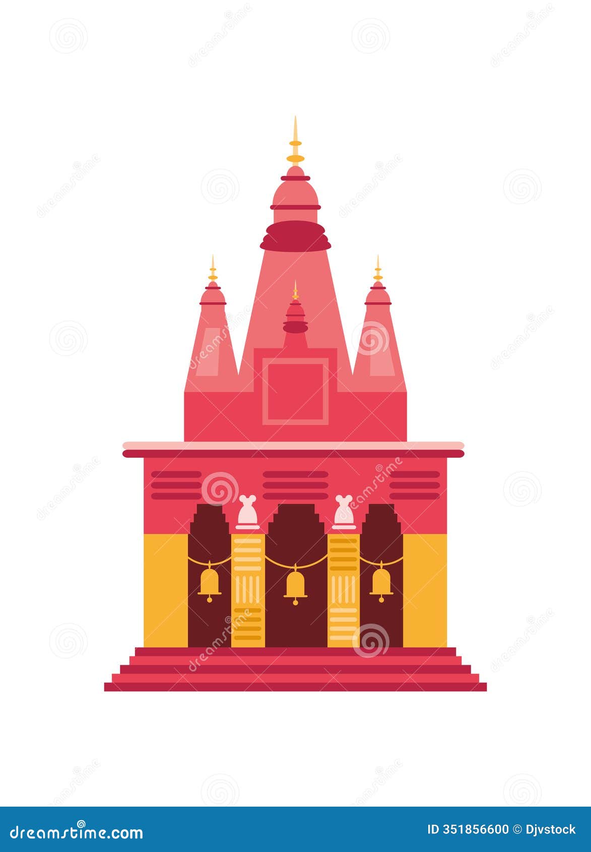 Durga Temple Indian Monument Stock Illustration - Illustration of hindu ...
