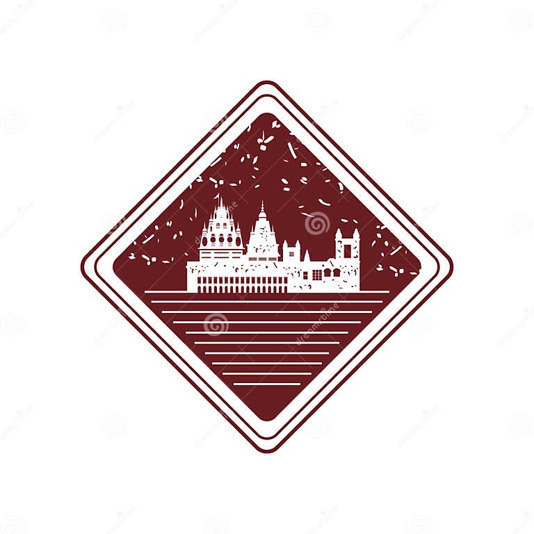 Durga temple label design stock illustration. Illustration of label ...