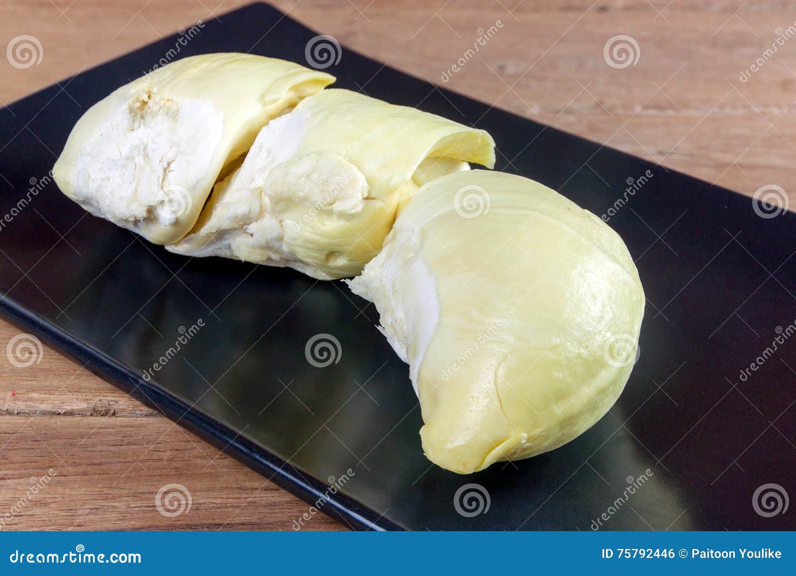 Durian Auf Einem Schwarzen Teller Stockfoto - Bild von kapitel, grün ...