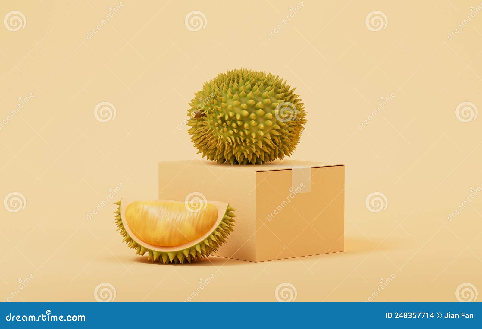 Durian with Cargo Box, 3d Rendering Stock Illustration - Illustration ...