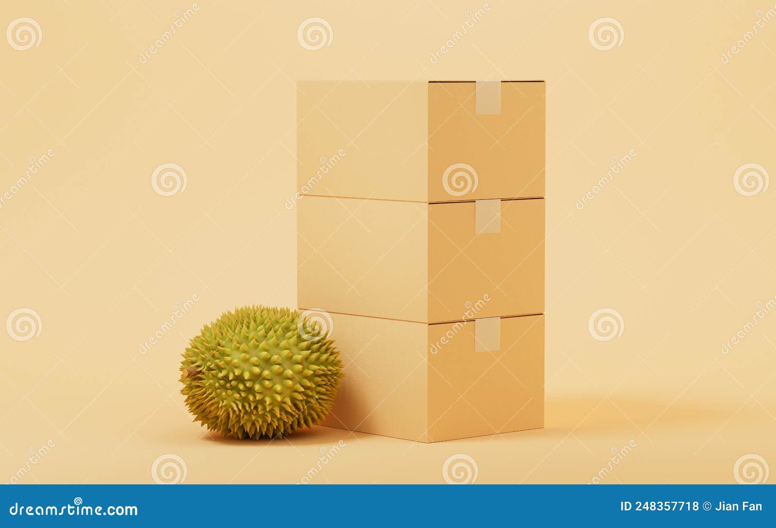 Durian with Cargo Box, 3d Rendering Stock Illustration - Illustration ...