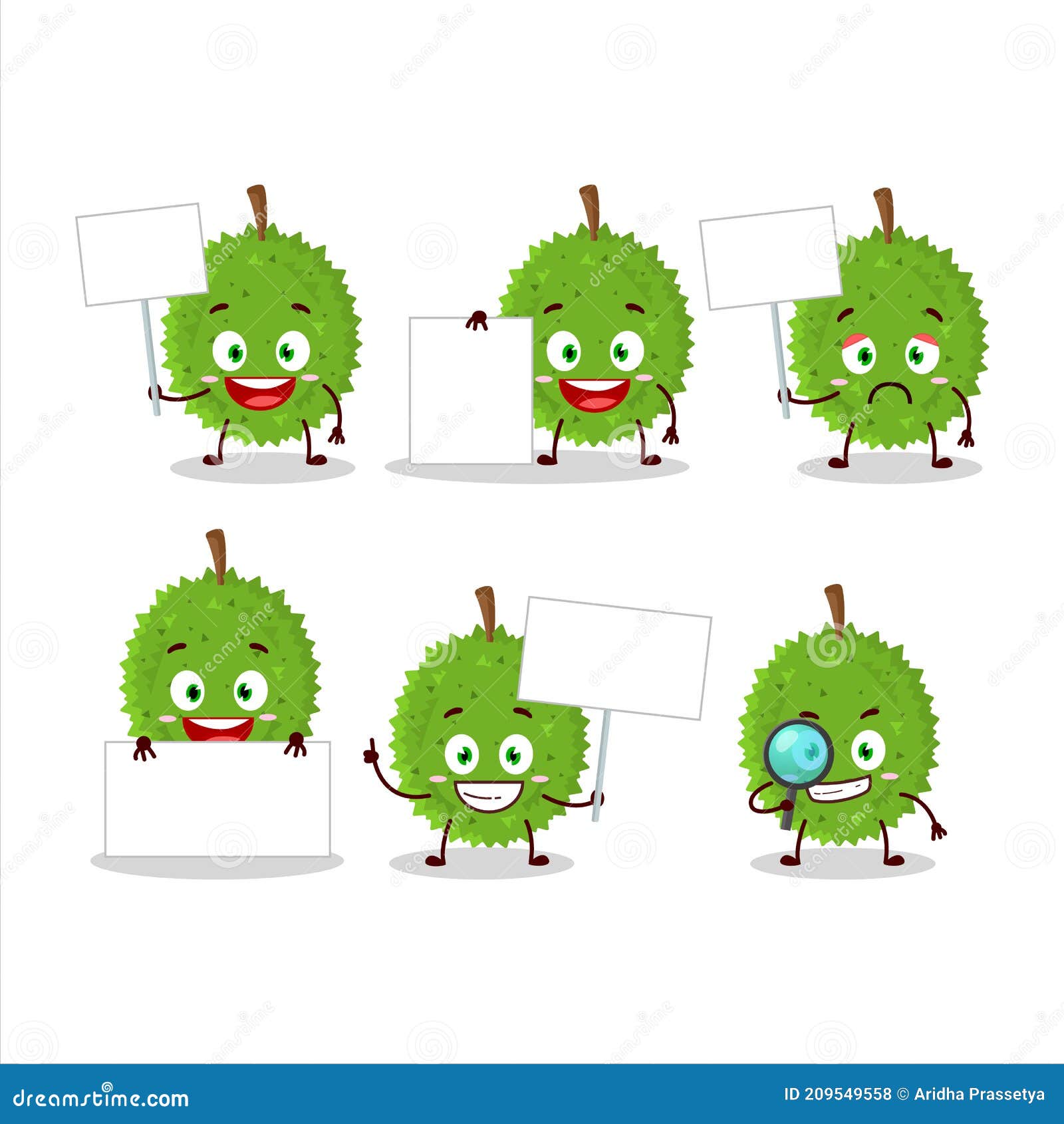 Durian Cartoon in Character Bring Information Board Stock Vector ...