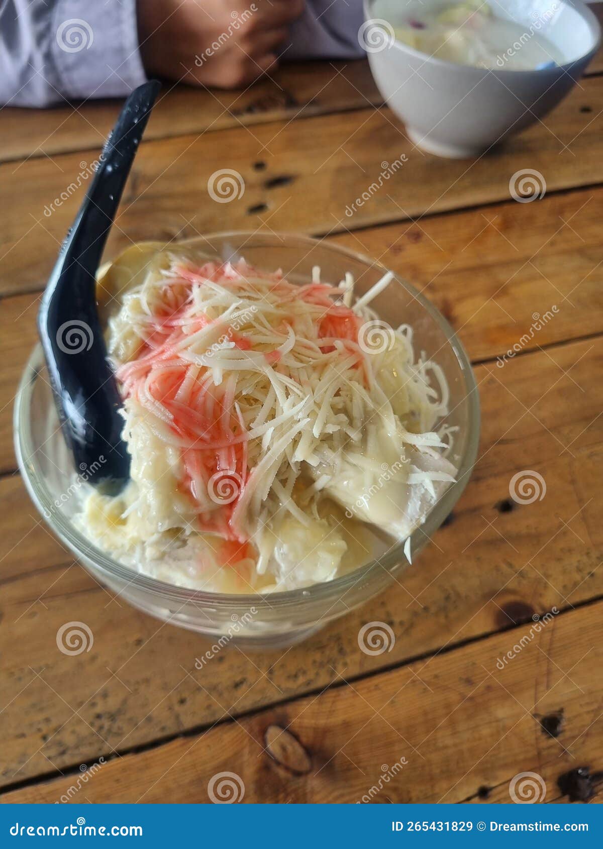 Durian with Cheese, Shaved Ice, and Cocopandan Syrup Stock Image ...