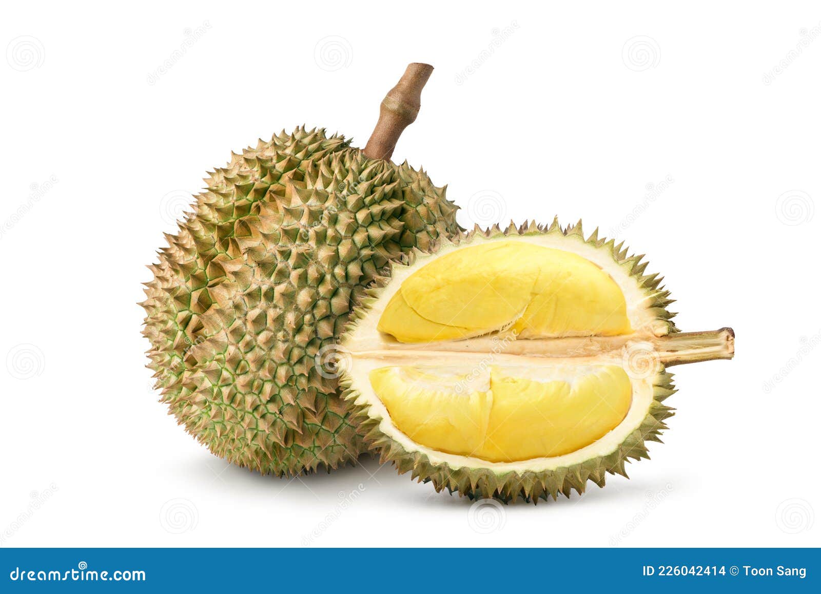 Durian Fruit with Cut in Half Stock Photo - Image of perfect, freshness ...