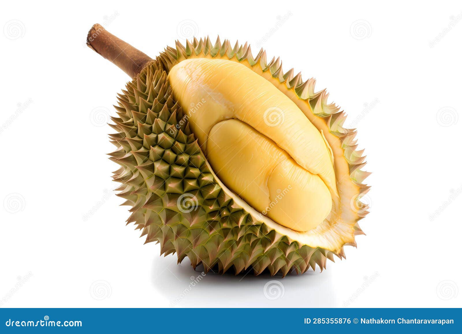 Durian Fruit is Cut in Half on a White Background, in the Style of ...