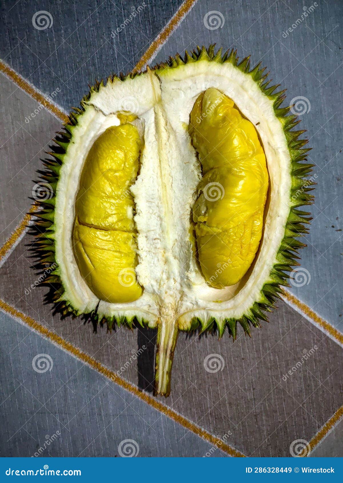 The Durian Fruit Dish on a Gray Table Stock Image - Image of durian ...