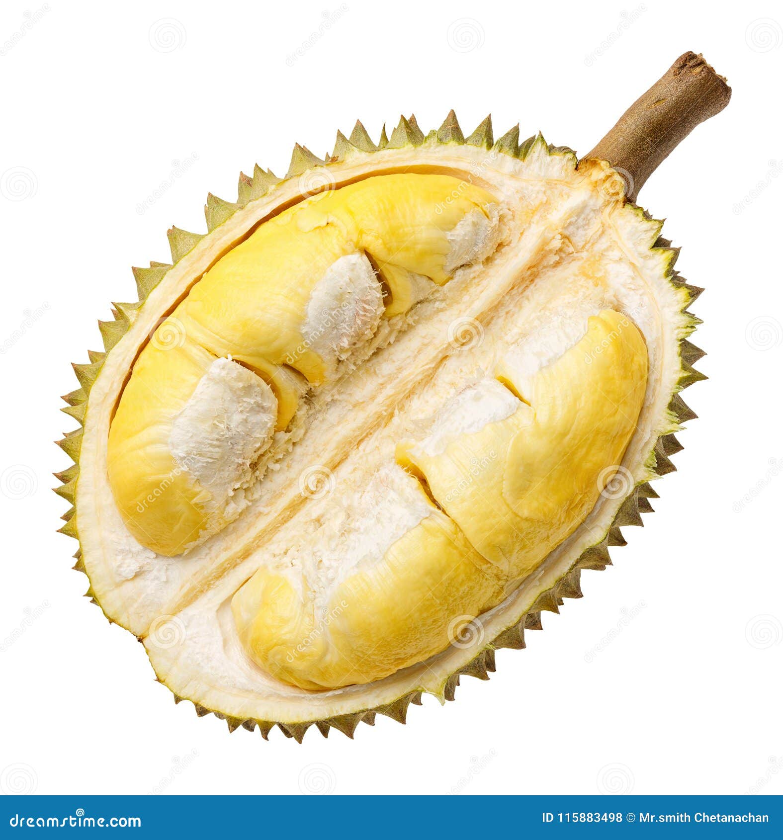 Durian Fruit Portion Isolated Stock Photo - Image of chanee, asia ...