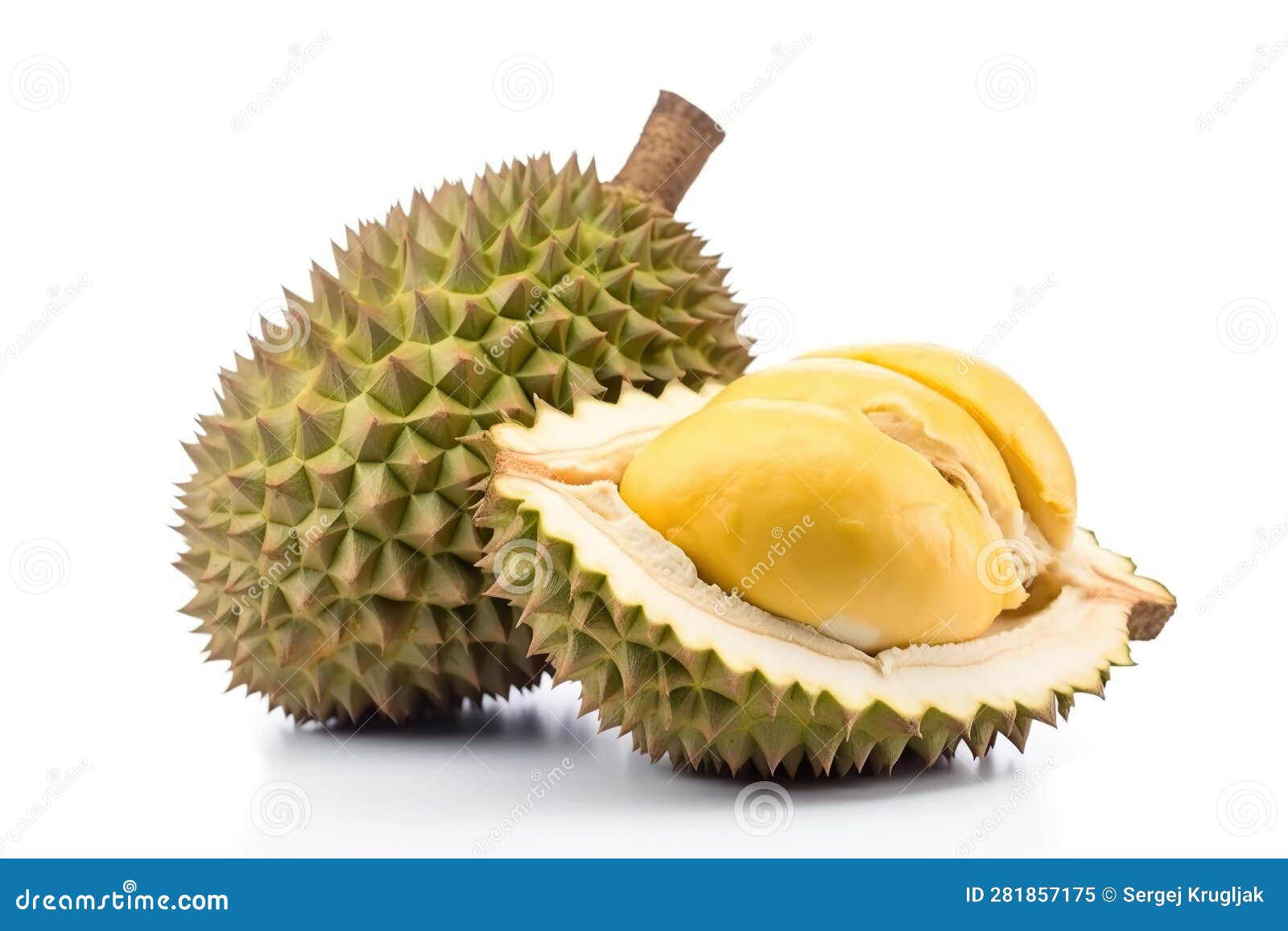 Durian and Half Durian Isolated on White Background Generated by AI ...