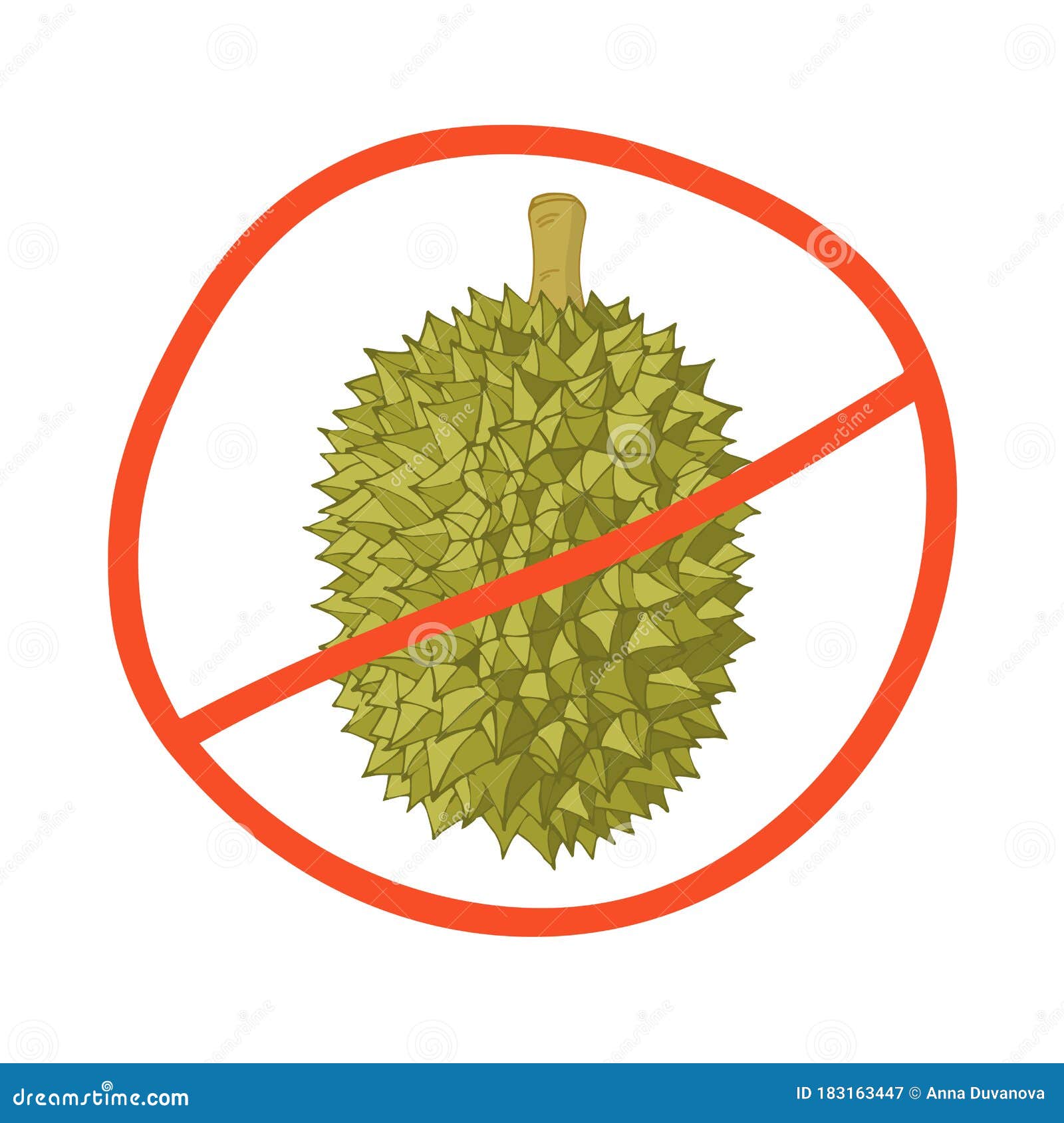 Durian Isolated On A White Background, A Sign Of Prohibition Cartoon ...