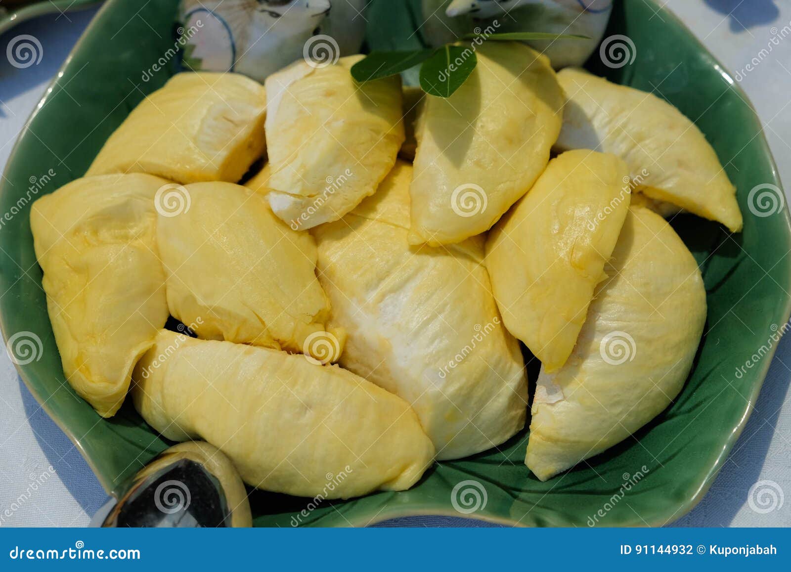 Durian On Dish With White Background, Thai Fruits Royalty-Free Stock ...