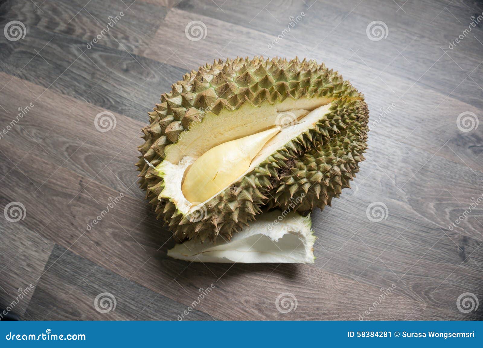 Durian Monthong on the Laminate Floor Stock Image - Image of green ...
