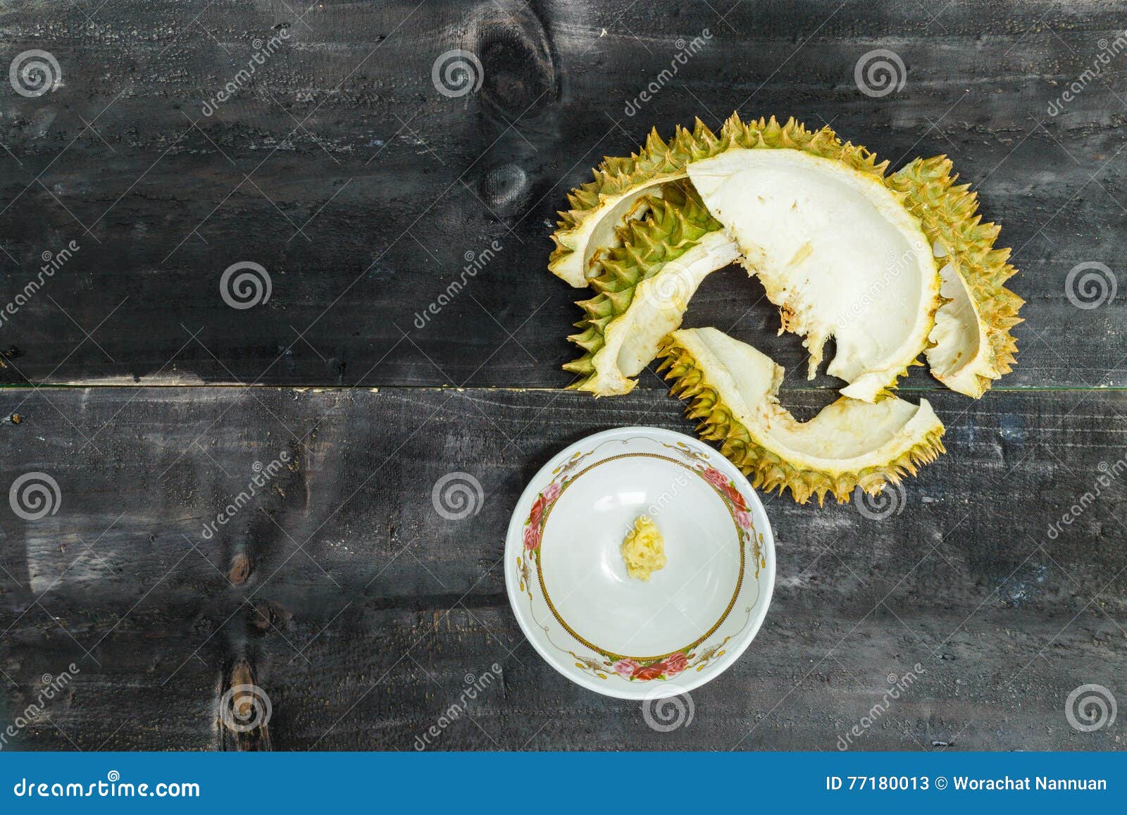 Durian Peel on Black Wood Background Abstract Stock Image - Image of ...