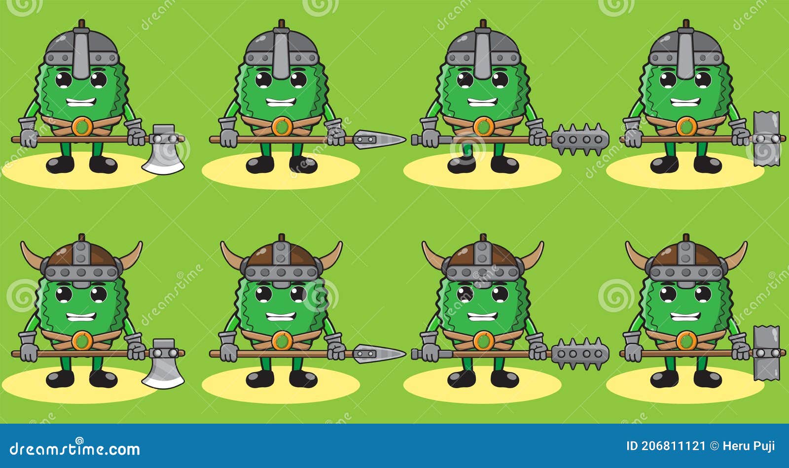 Durian Knight Set Two Handed Hand Up Pose. Vector Illustration ...