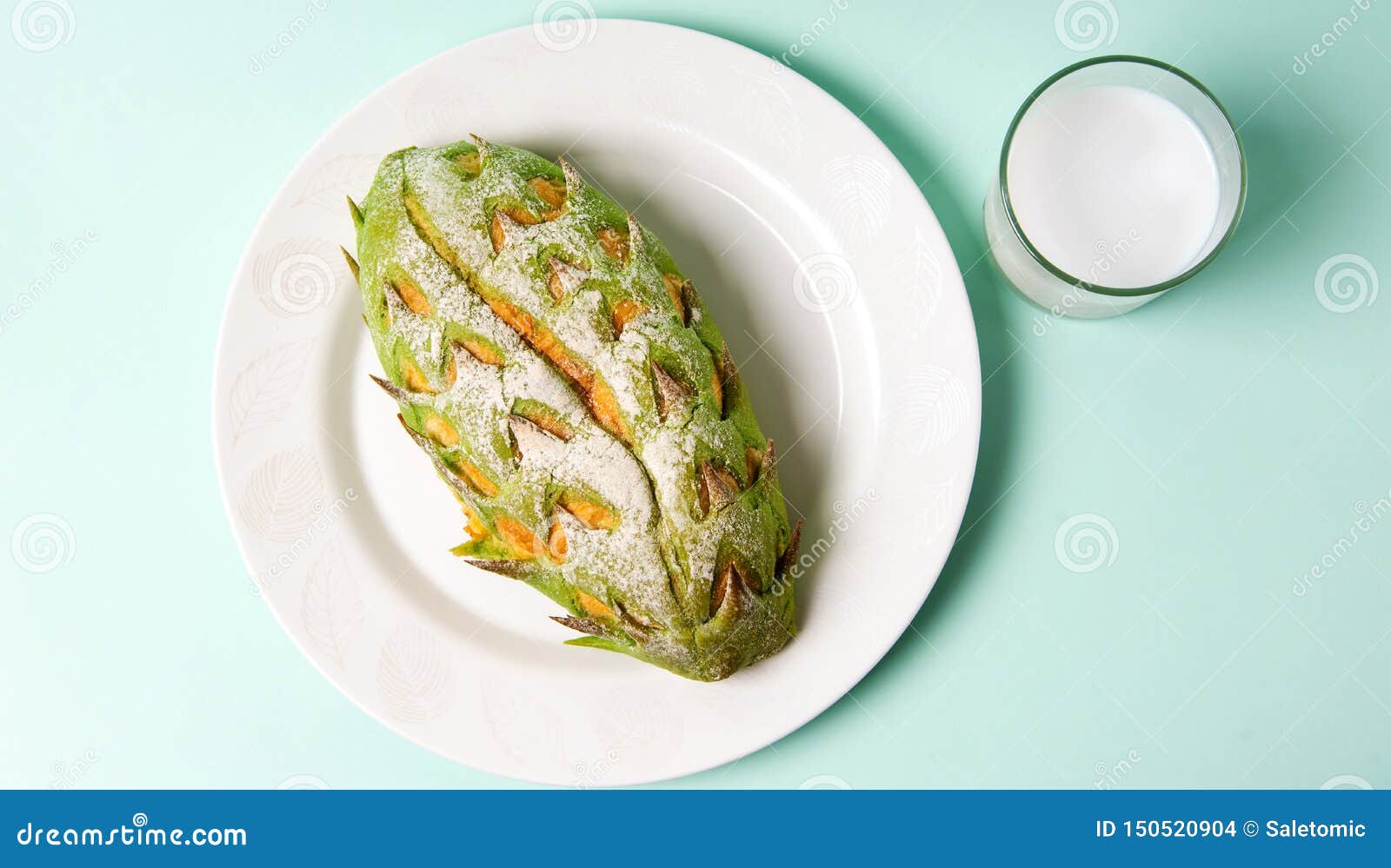Durian Shaped Fruit Bread on a Plate Stock Photo - Image of cooked ...