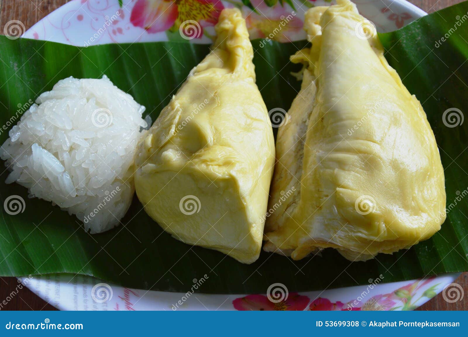 Durian and sticky rice stock photo. Image of rice, product - 53699308