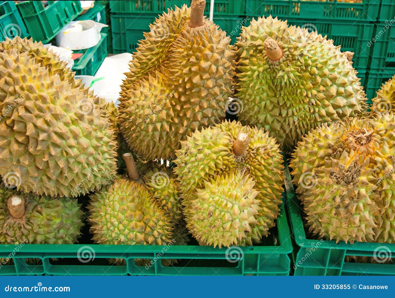 Durian Tropical Fruit in Thai Local Market Stock Image - Image of ...