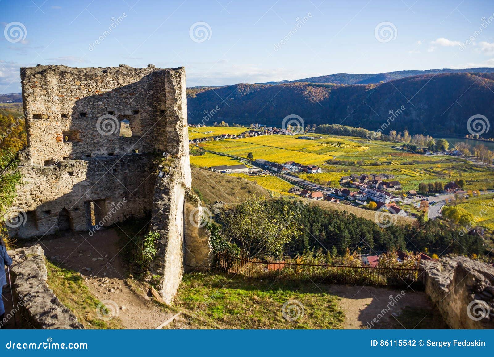 Durnstein castle. stock photo. Image of tourism, castle - 86115542