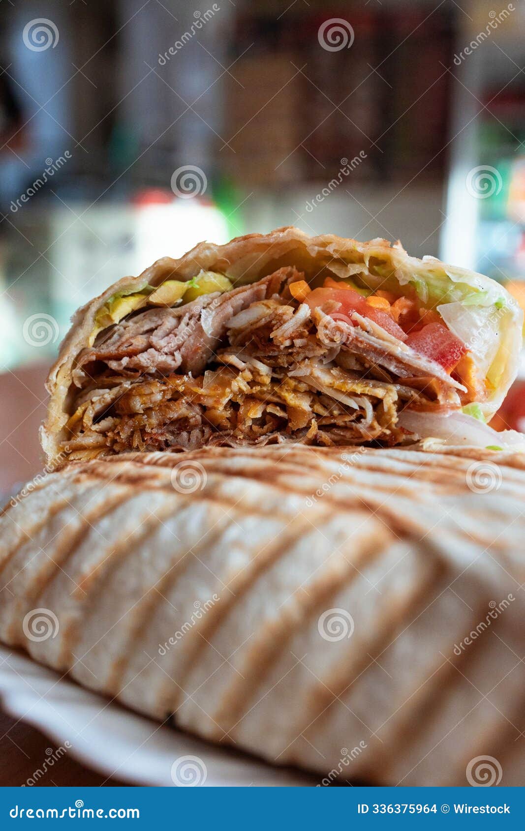 Durum Kebab Cut in Half. Vertical Shot . Stock Photo - Image of snack ...