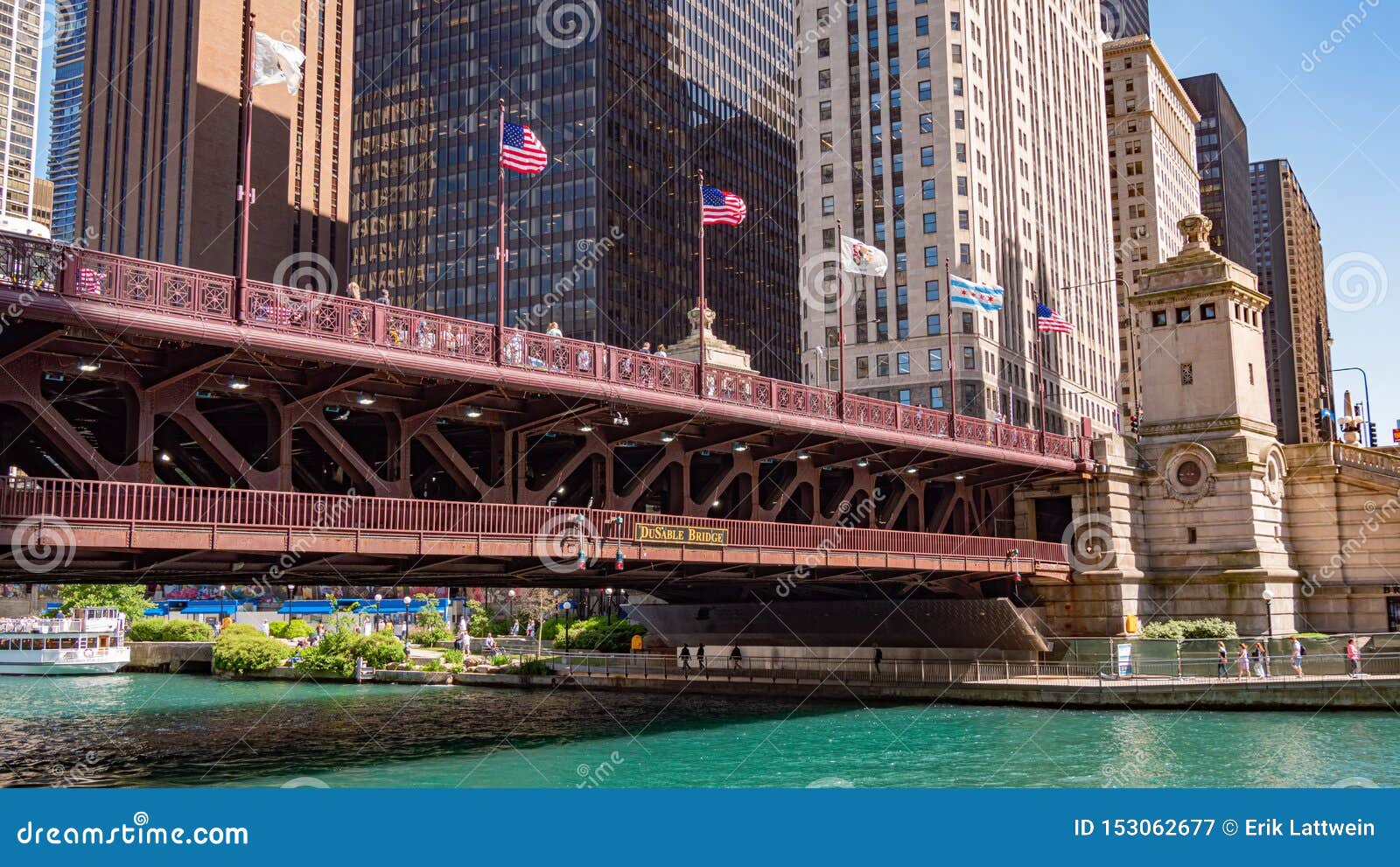 DuSable Bridge in Chicago - CHICAGO, USA - JUNE 11, 2019 Editorial ...