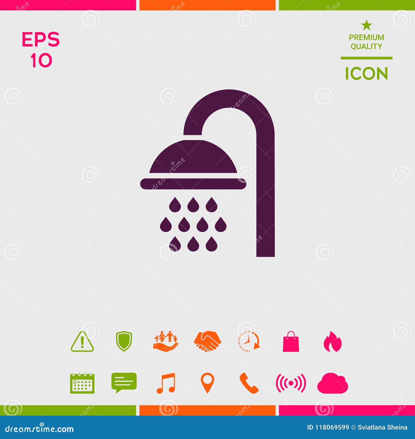 Duschsymbolssymbol vektor illustrationer. Illustration av dusch - 118069599