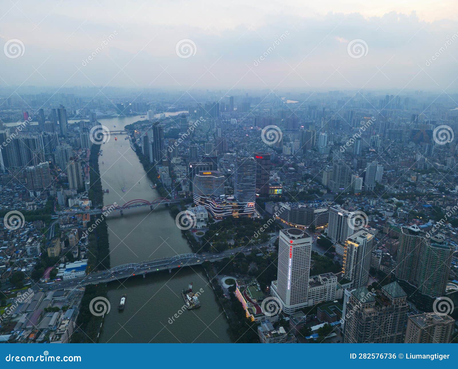Dusk on Both Sides of the Pearl River 3 Editorial Photo - Image of dusk ...